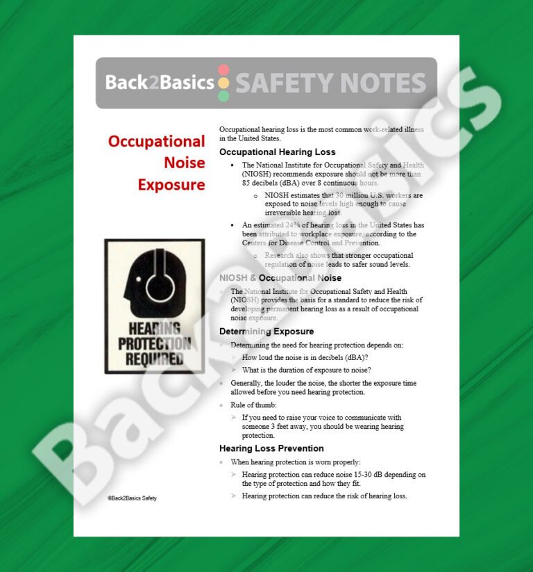 Occupational Noise Exposure Safety Note – Back 2 Basics Safety